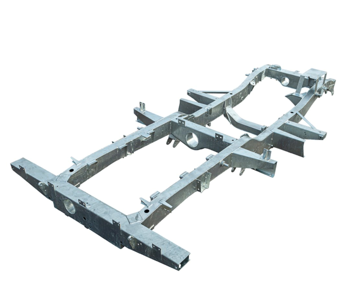 Land Rover 88 galvaniseret chassisramme fra Land Rover værksted i ...