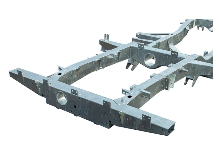 Land Rover 88 galvaniseret chassisramme fra Land Rover værksted i ...